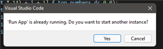 ERROR: 'Run app already running. Do you want to start another instance ...