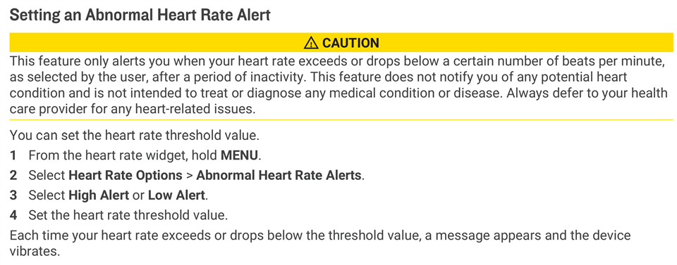 heartt rate alerts while doing suggested run. - fēnix 6 Series ...