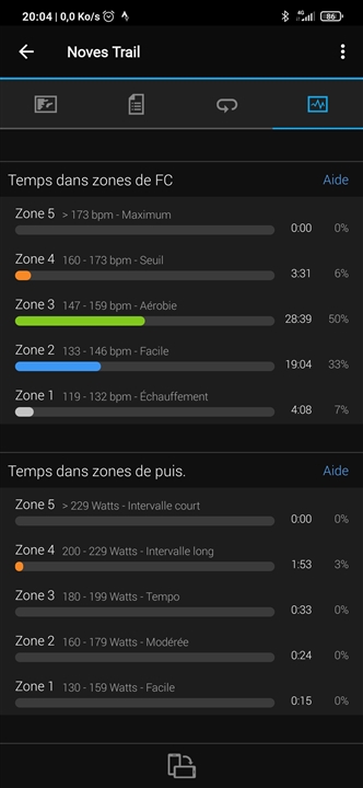 since 9.33 running power zone display different things between the two ...